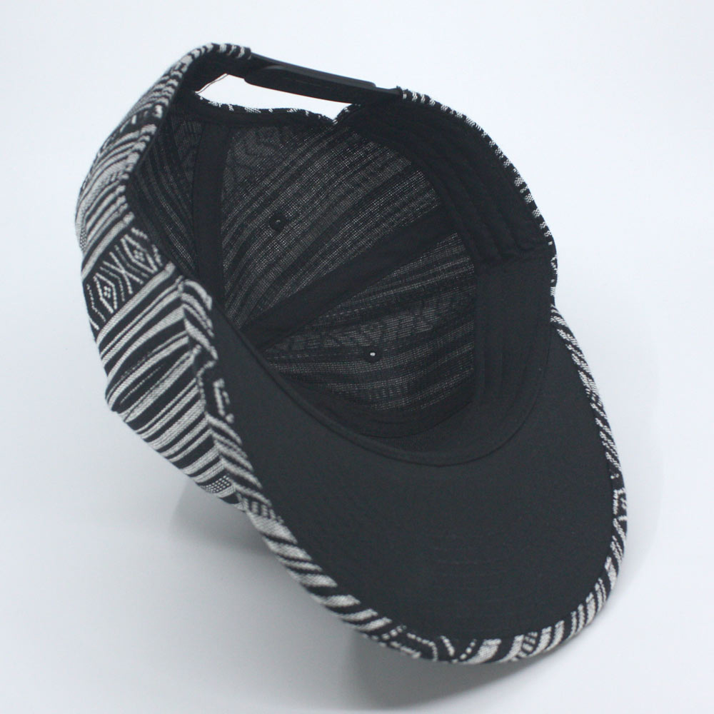 Aztec Cotton Jacquard Trimmed Flat Brim Snapback Baseball Cap - Ooh La ...