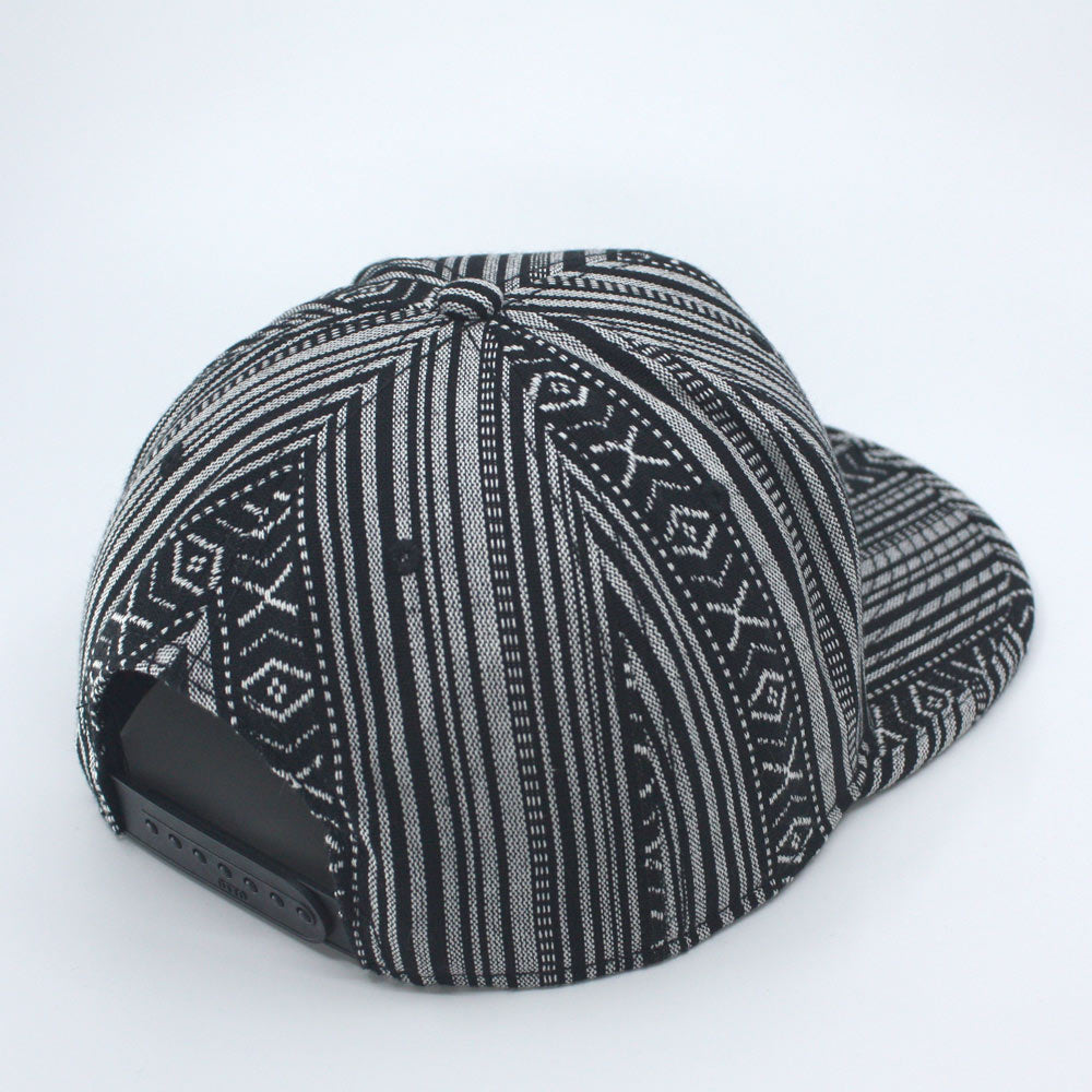 Aztec Cotton Jacquard Trimmed Flat Brim Snapback Baseball Cap - Ooh La ...