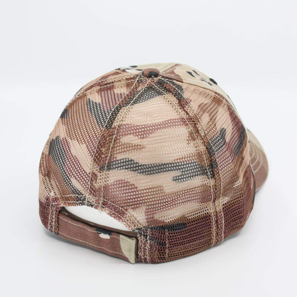 Washed Camouflage Unstructured Low Profile Mesh Adjustable Baseball Ca ...