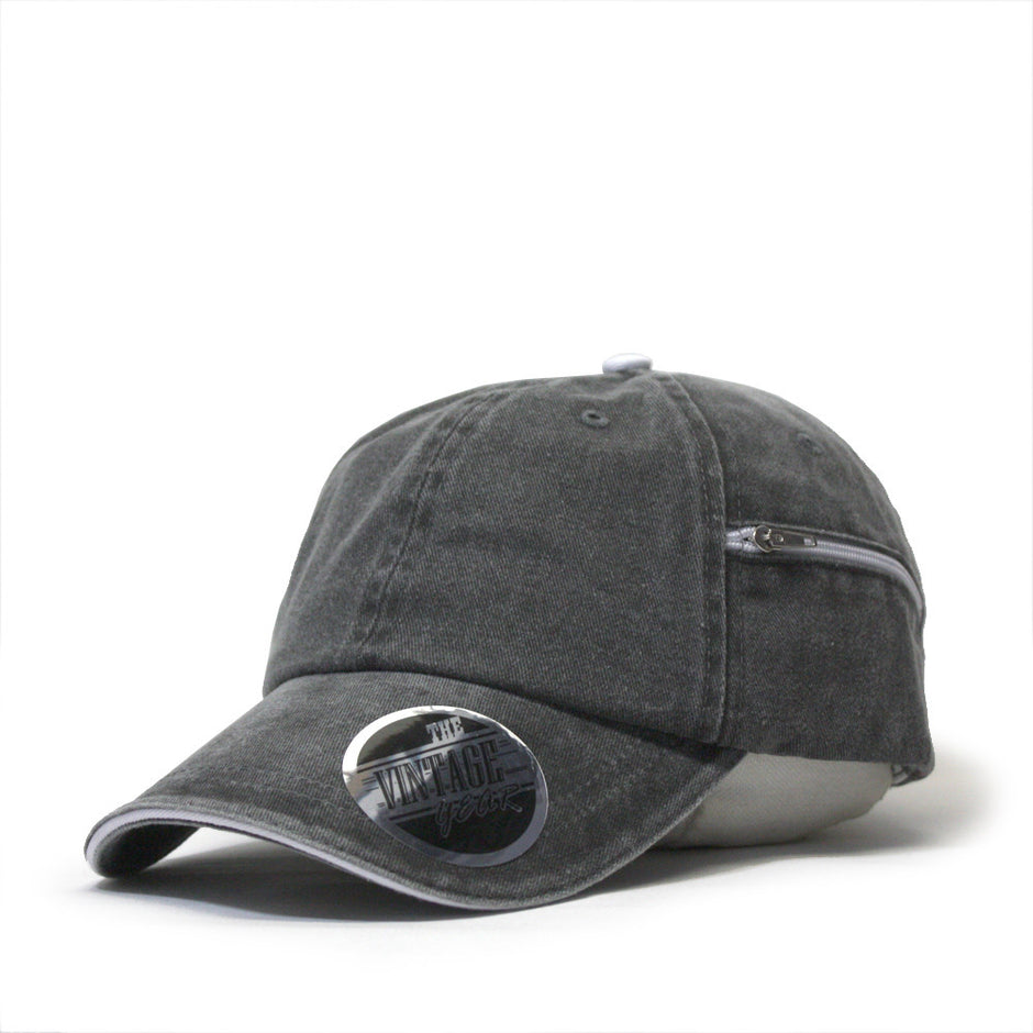 Zipper Pocket Washed Cotton Sandwich Adjustable Baseball Cap – Ooh La ...