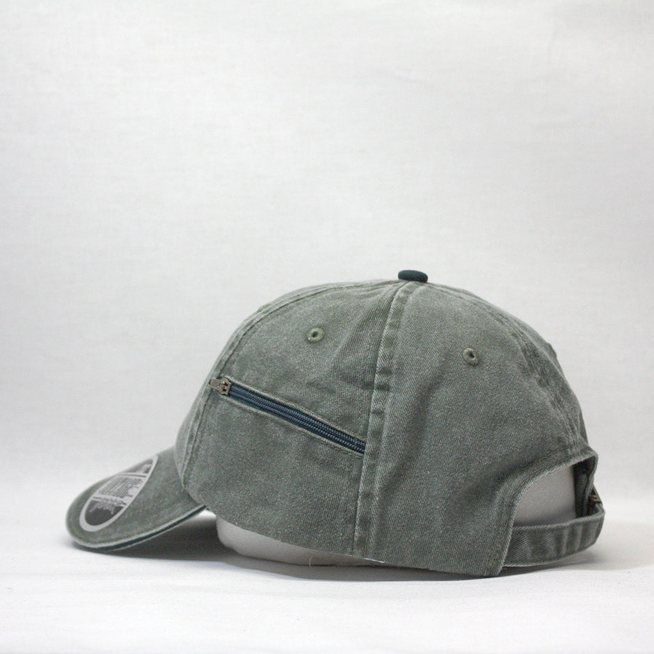 Zipper Pocket Washed Cotton Sandwich Adjustable Baseball Cap – Ooh La ...